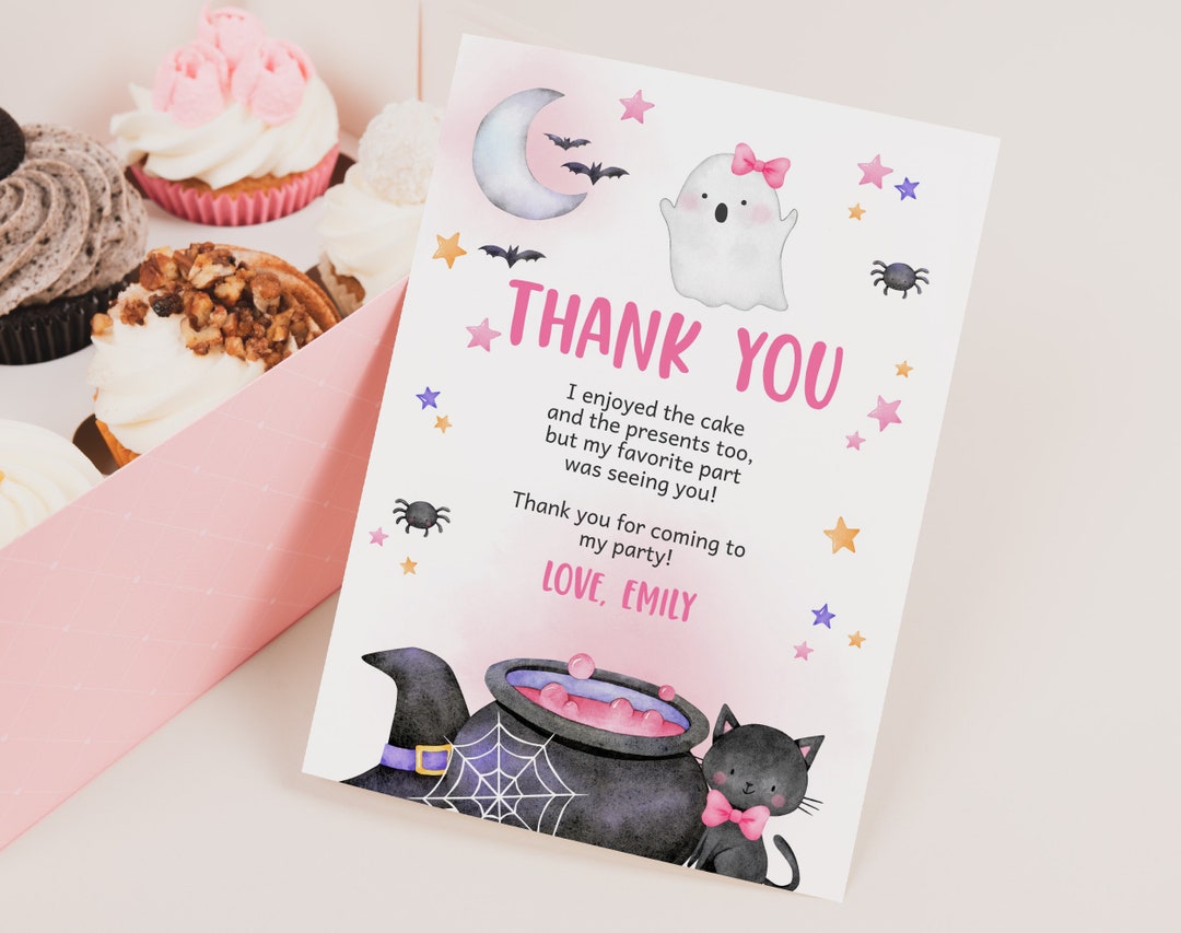 It's a Ghoul Baby Shower Thank You Card Pink Halloween Thank You Note ...