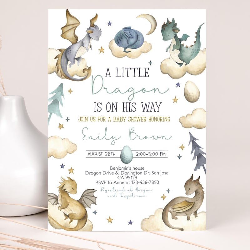 Blue Dragon Invitation - Etsy