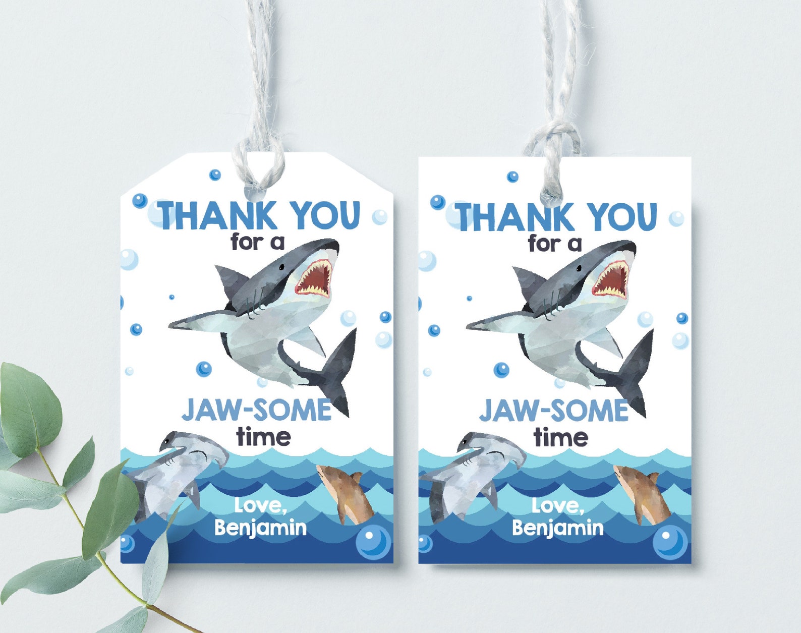 Shark Gift Tag Birthday Favor Pool Party Summer Label End of - Etsy