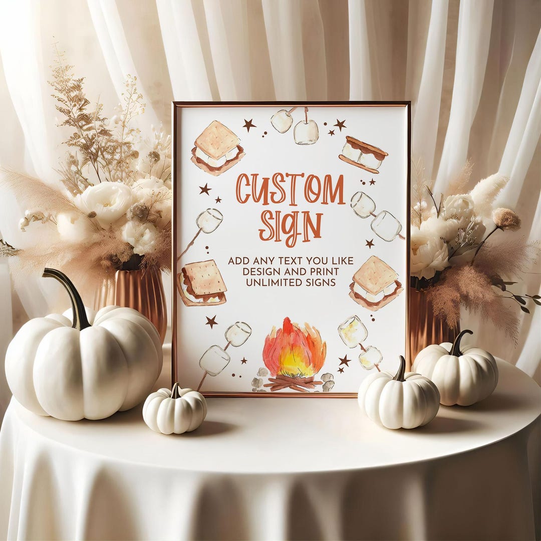 S'mores Birthday Custom Sign Smores Baby Shower Table Sign Backyard ...