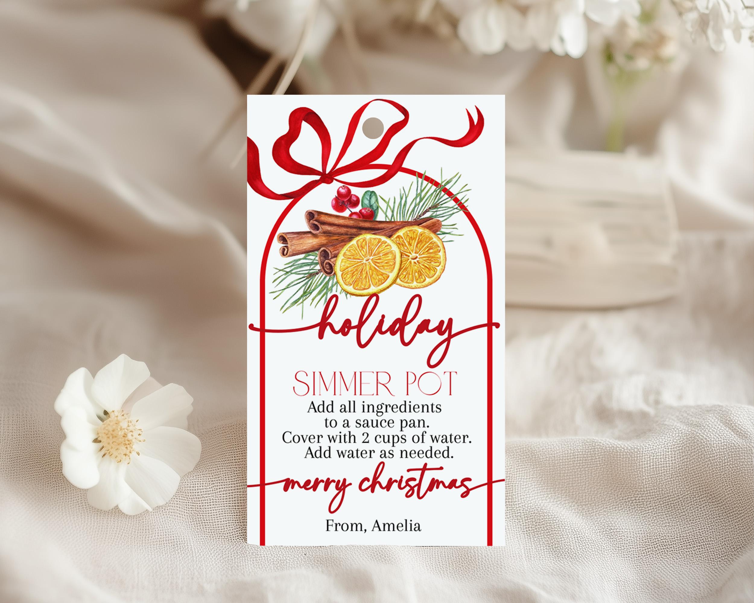 Holiday Simmer Pot Tag, Christmas Stovetop Potpourri Tags, Winter ...