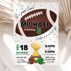 Football Invitation Birthday Party Invite Boy Sports Touch Down Soccer ...