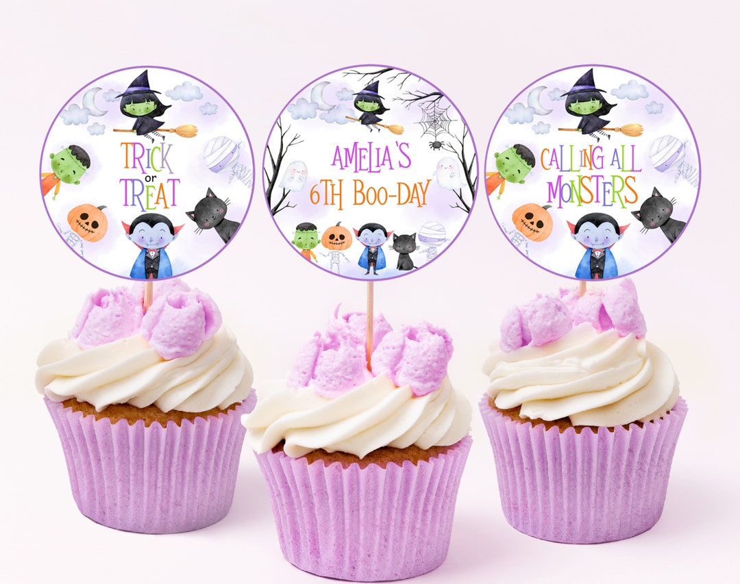Halloween Birthday Cupcake Toppers Kids Halloween Costume Party Decor ...
