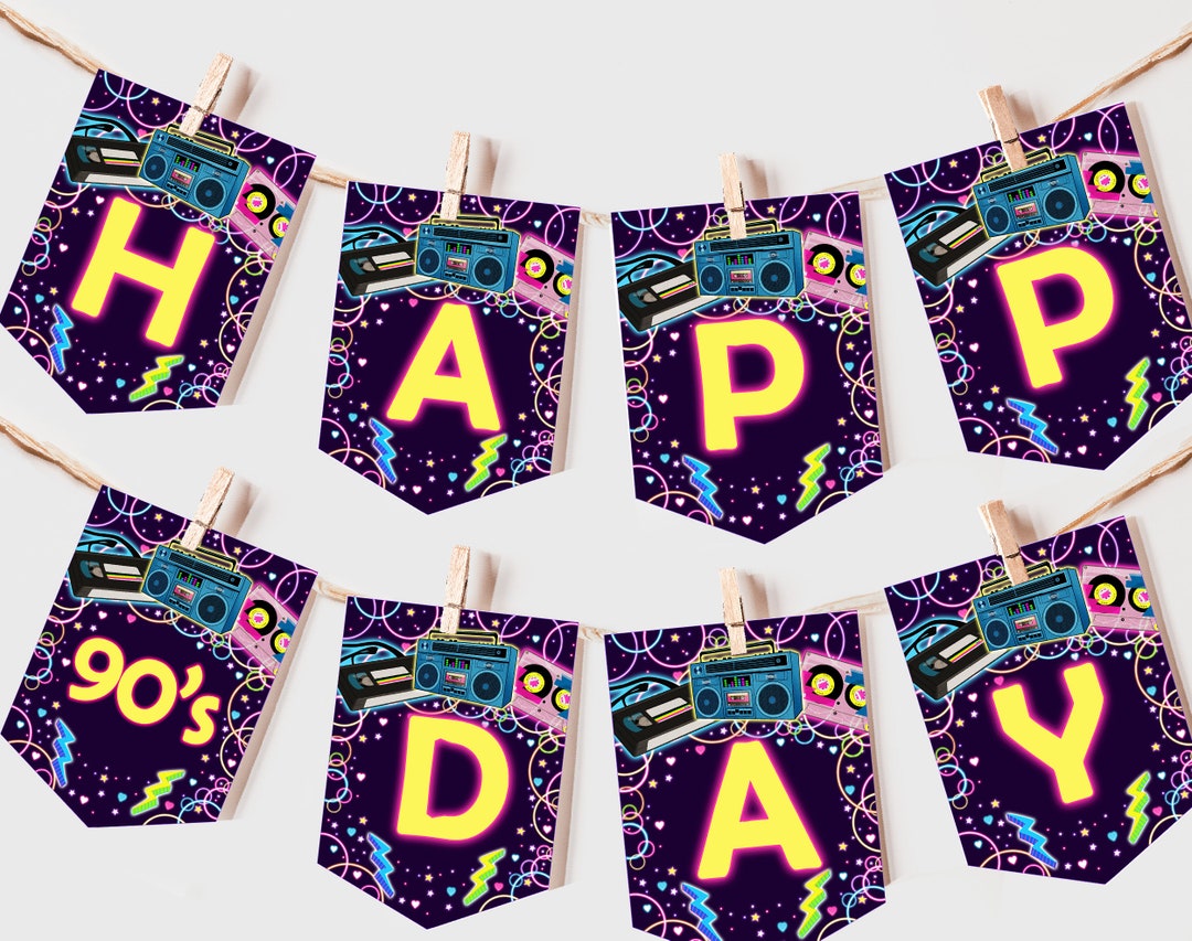 90s Party Banner 40th Birthday Decor 80s Retro Back to the 1990s ...