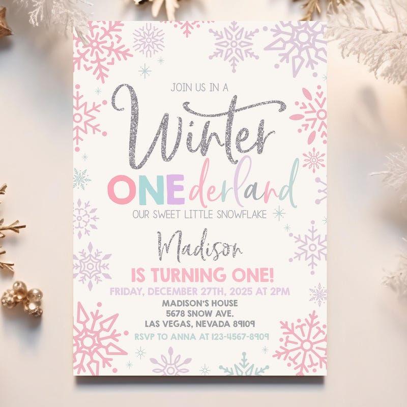 Snowflake Birthday Invitation - Etsy