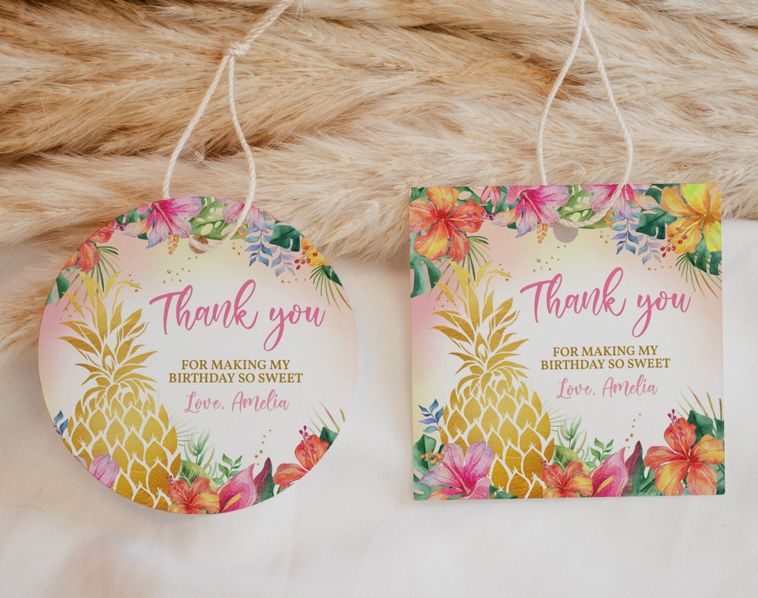 Luau Birthday Favor Tags Aloha Baby Shower Gift Tags Hawaiian Tropical ...