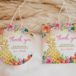 Luau Birthday Favor Tags Aloha Baby Shower Gift Tags Hawaiian Tropical ...