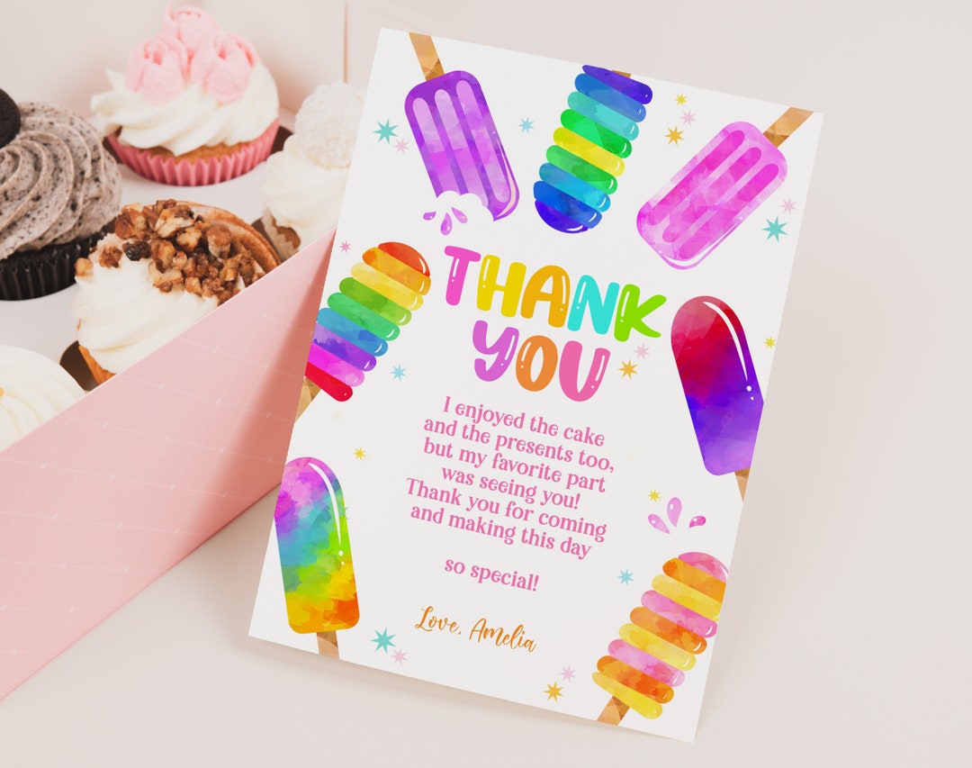 Popsicle Birthday Thank You Card She's Ready to Pop Girl Baby Shower ...