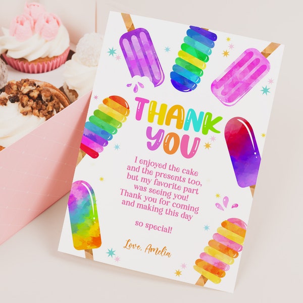 Popsicle Thank You Card - Etsy