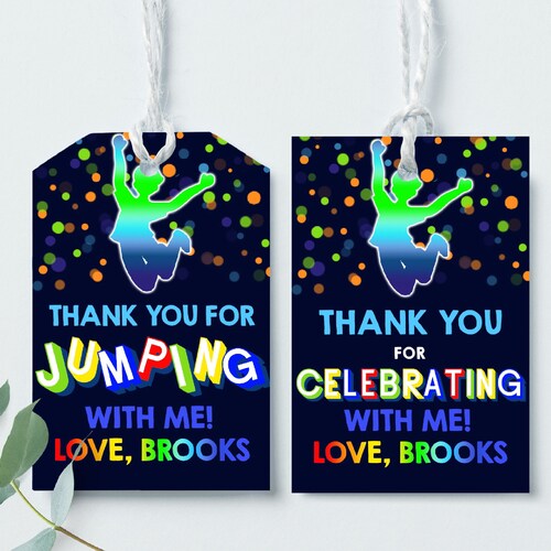 EDITABLE Jump Favor Tags Jump Trampoline Gift Tag Bounce House - Etsy