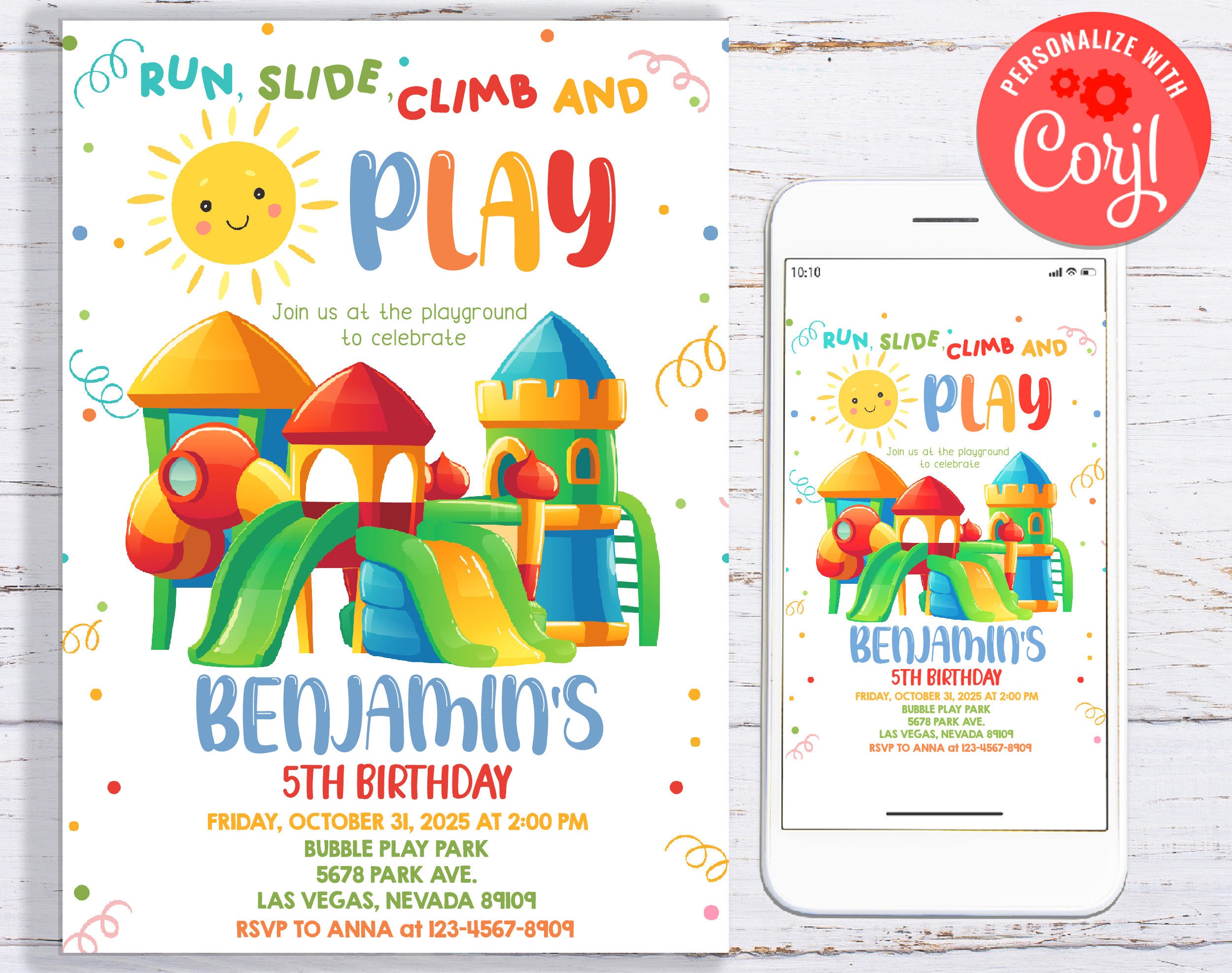 Playground Invitation Park Birthday Party Invite Backyard Boy - Etsy