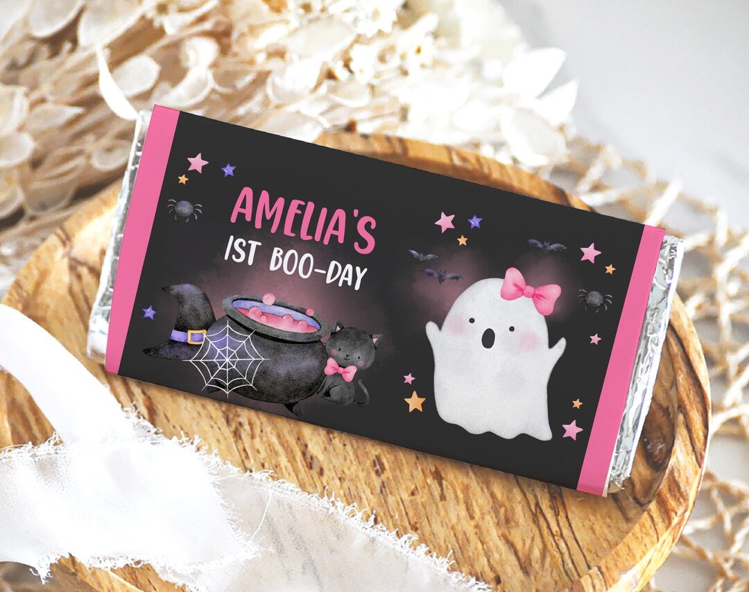 Halloween Chocolate Wrapper Spooky One Girl 1st Birthday Decor ...