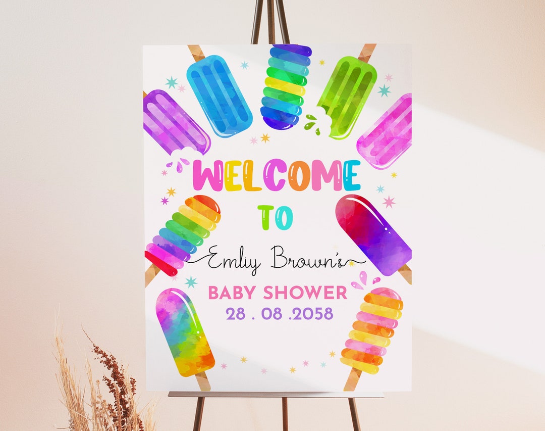 Popsicle Baby Shower Welcome Sign She's Ready to Pop Gender Neutral ...