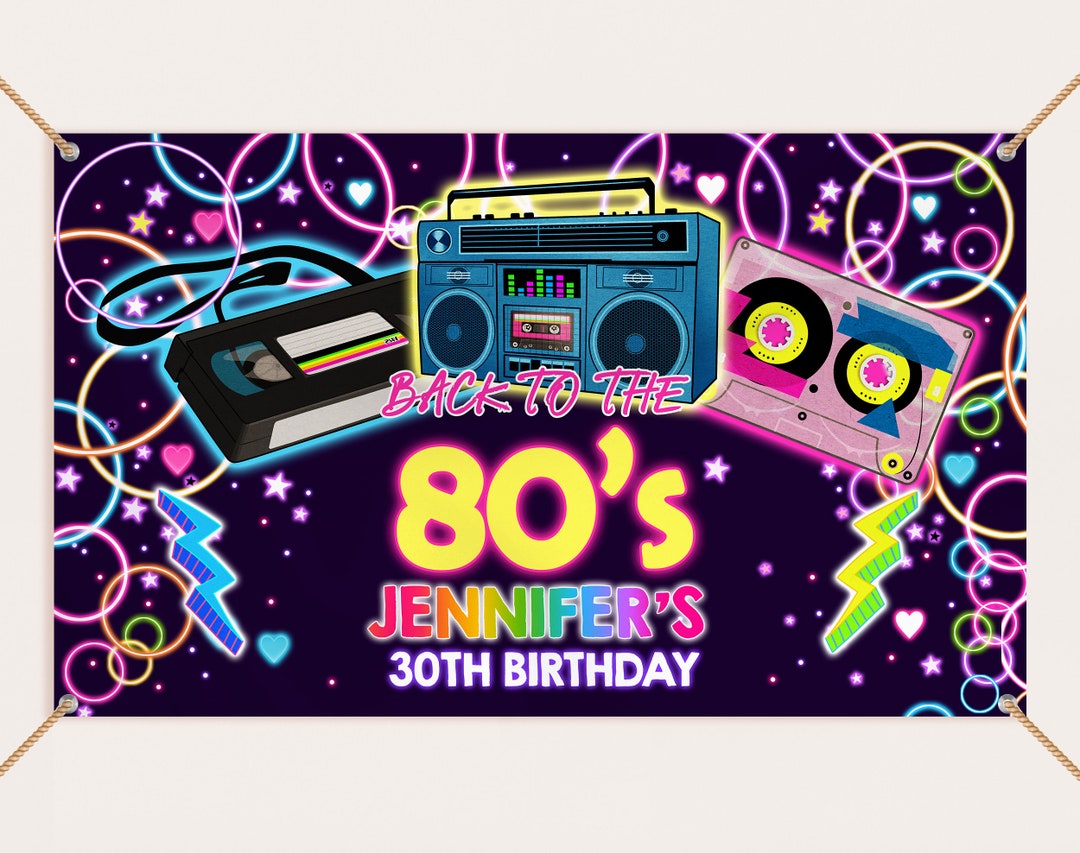 90s Party Backdrop Banner 40th Birthday Decor 80s Retro Back to the ...