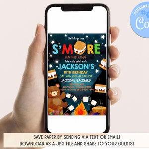 Smore Invitation Birthday Party Bonfire Invite Camp Fun Picnic Fall ...