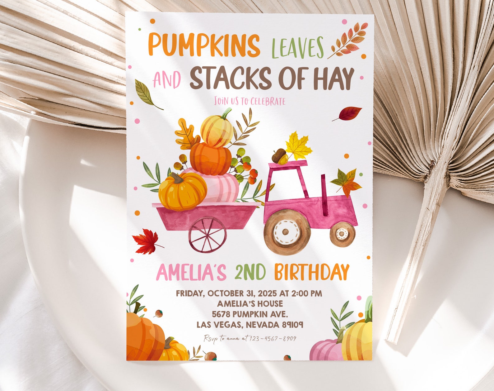 Little Pumpkin Truck Birthday Invitation Fall Pumpkin Patch Invite Girl ...