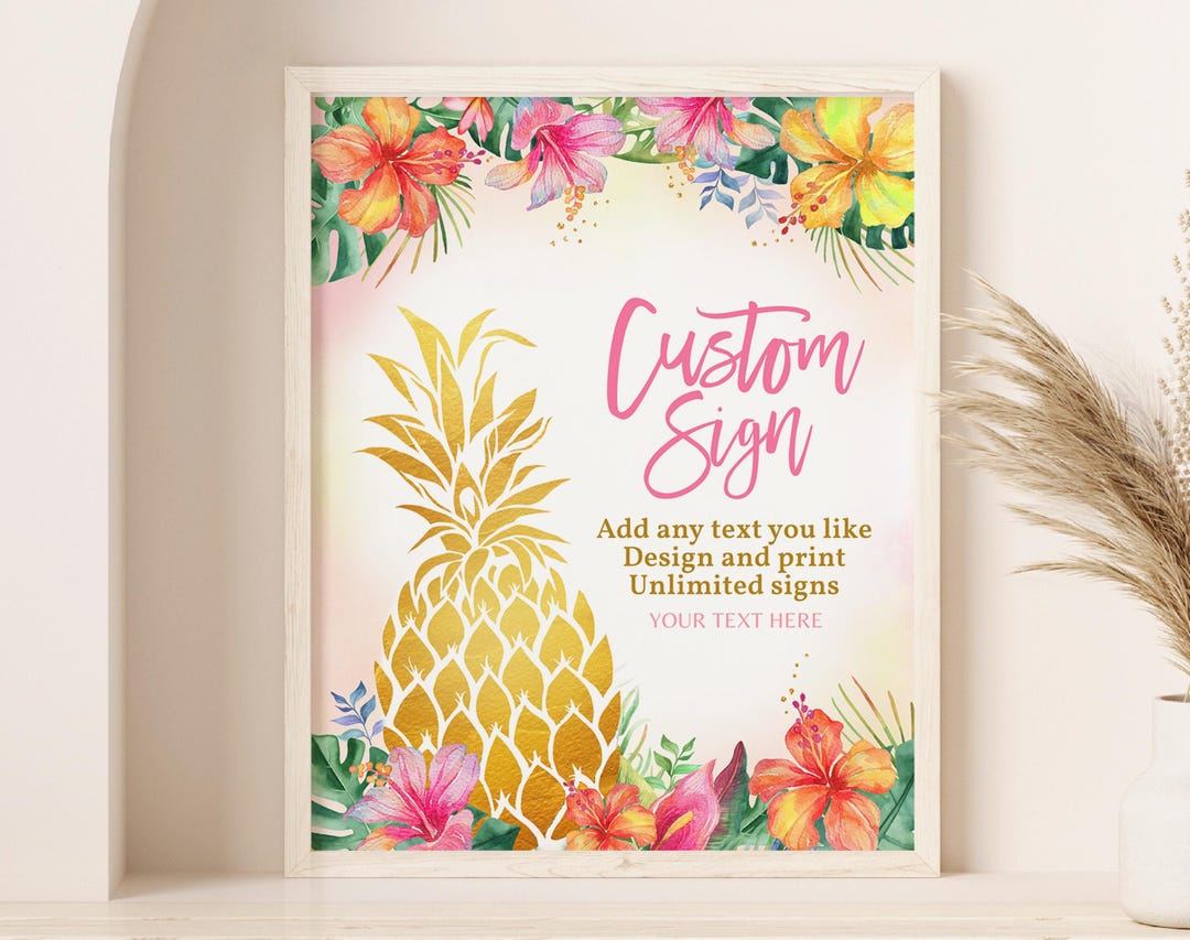 Luau Birthday Custom Sign Aloha Baby Shower Table Sign Hawaiian ...