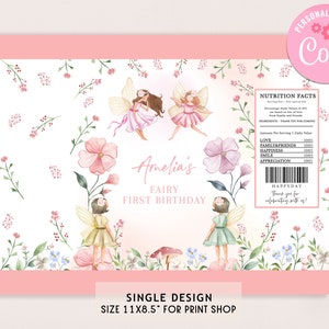 Fairy Chip Bag Labels Whimsical Enchanted Forest Girl 1st Birthday ...