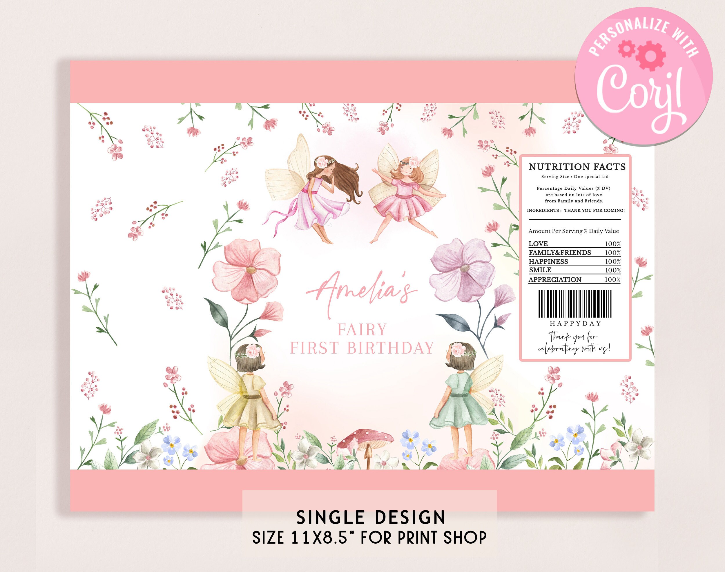 Fairy Chip Bag Labels Whimsical Enchanted Forest Girl 1st Birthday ...