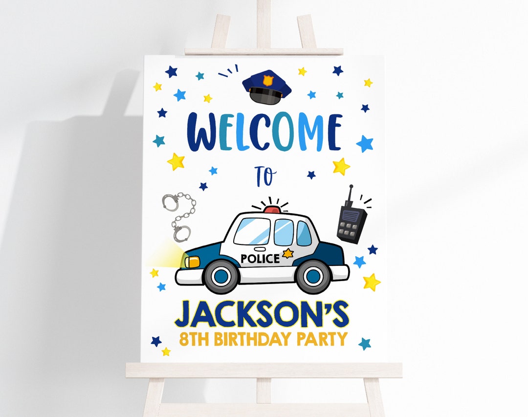 Police Birthday Welcome Sign Police Officer Poster Boy First Birthday ...