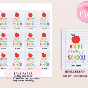 EDITABLE Back to School Gift Tag Happy First Day of School Tag ...