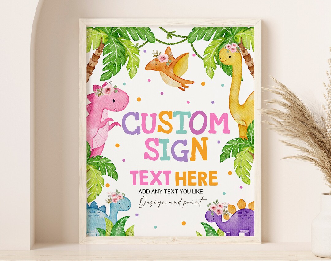 Dinosaur Baby Shower Custom Sign It's a Girl 1st Birthday Party Decor ...