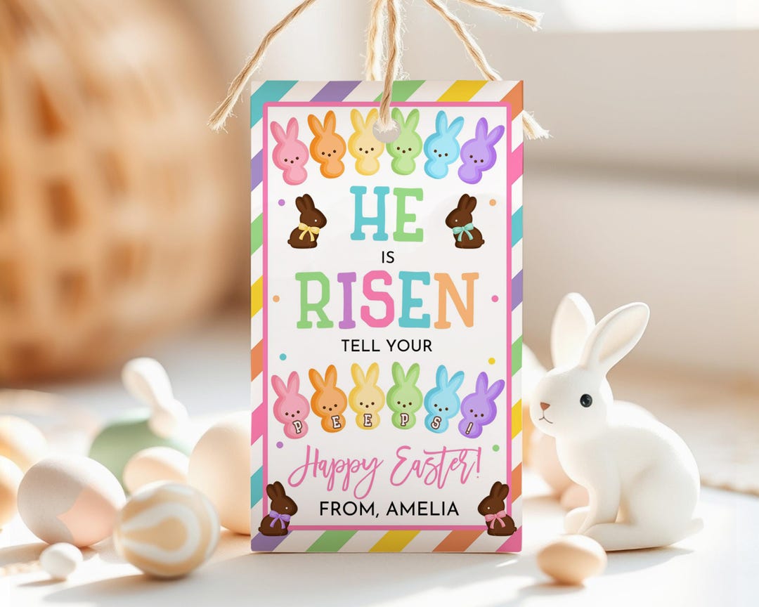 He is Risen Tell Your Peeps Easter Basket Treat Tag Religious Easter ...