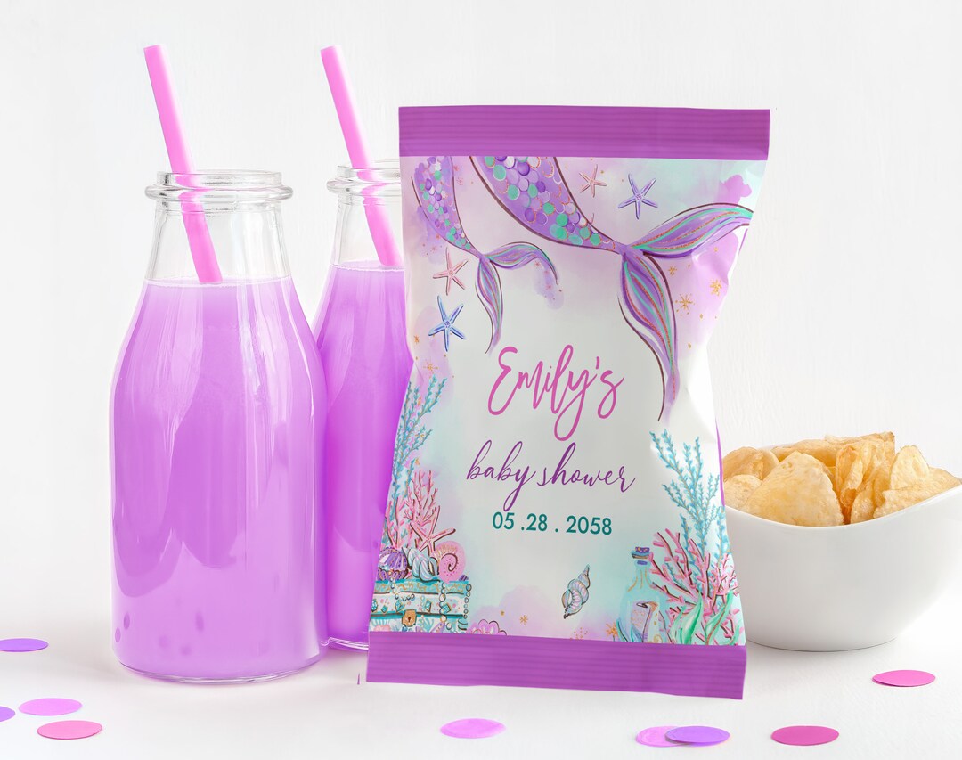 Mermaid Chip Bag Label Under the Sea Gender Neutral Party Decor Girl ...