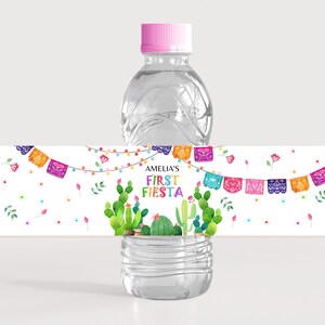 Fiesta Birthday Water Bottle Label Girl 1st Birthday Party Decor ...