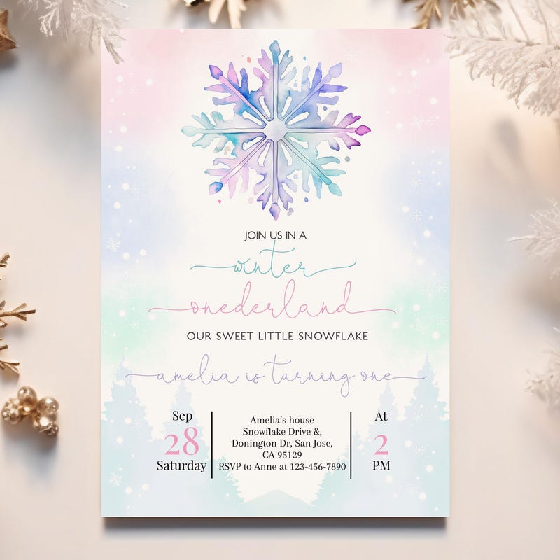 Snowflake Birthday Invitation - Etsy