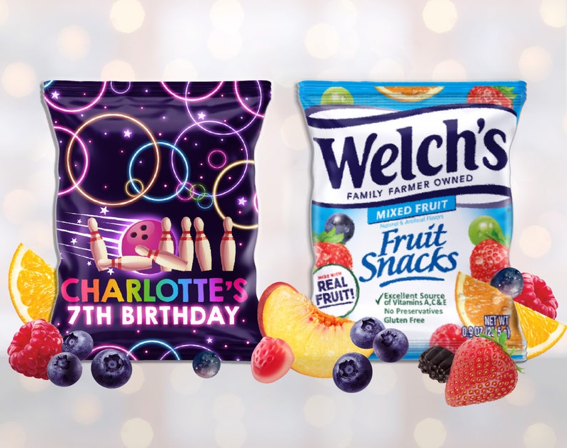 Bowling Fruit Snack Wrapper Bowling Birthday Party Favor Neon - Etsy