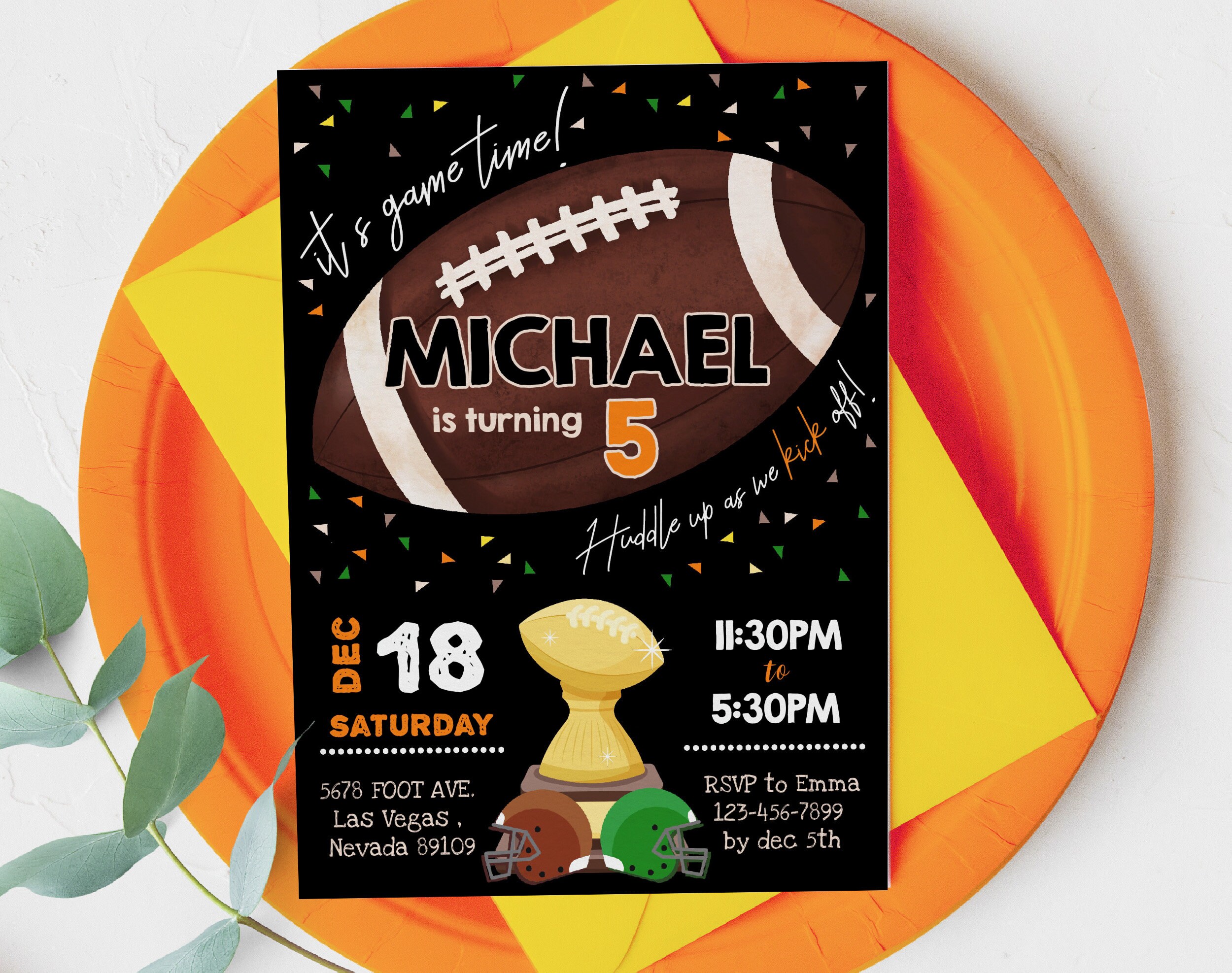 Football Invitation Birthday Party Invite Sports Game Time NFL - Etsy