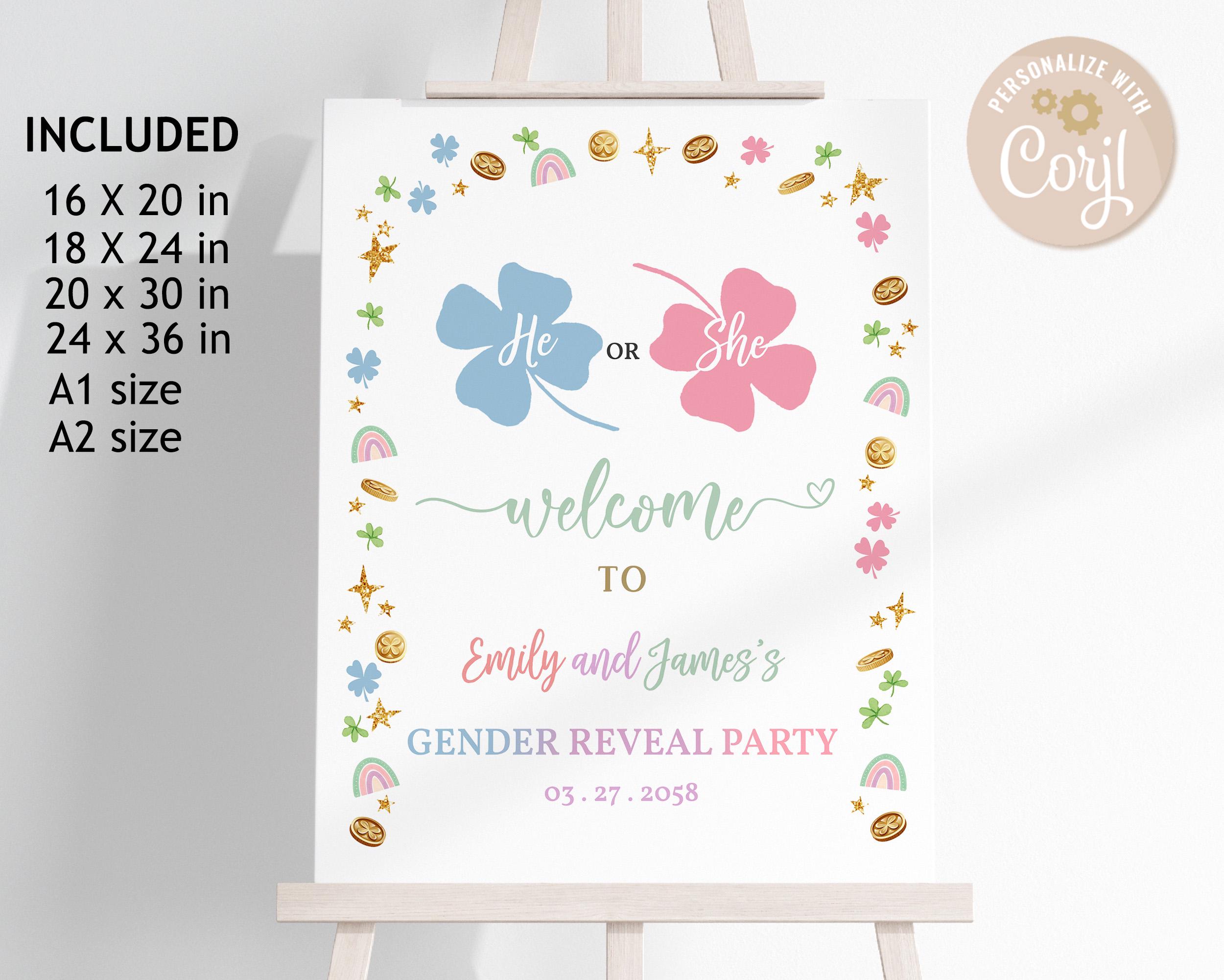St Patricks Day Gender Reveal Welcome Sign Little Lucky Charm Baby ...
