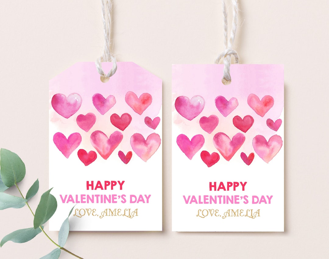 Valentine Birthday Tags Pink Red Heart Party Favors Valentines Day Gift ...
