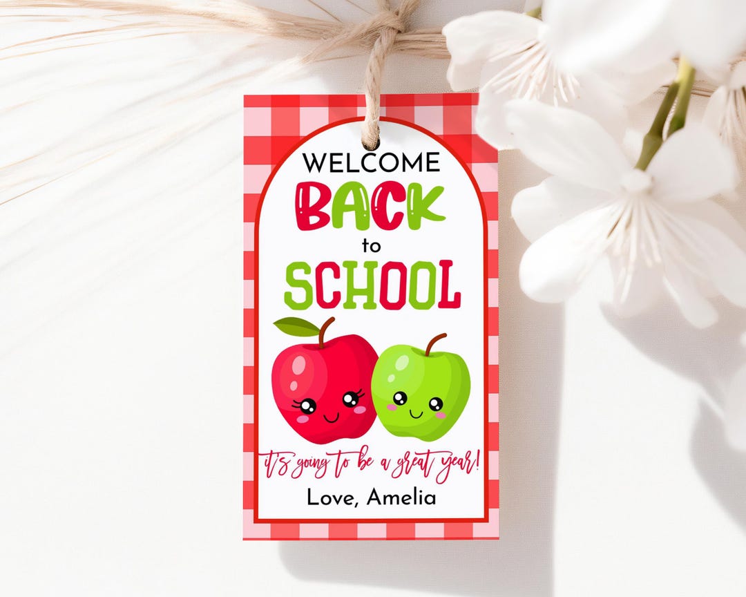 Welcome Back to School Gift Tags Apple First Day of School Favor Tag ...
