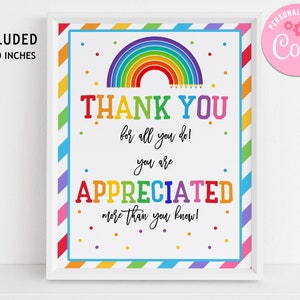 Teacher Appreciation Poster Printable Staff Appreciation Sign Thank You ...