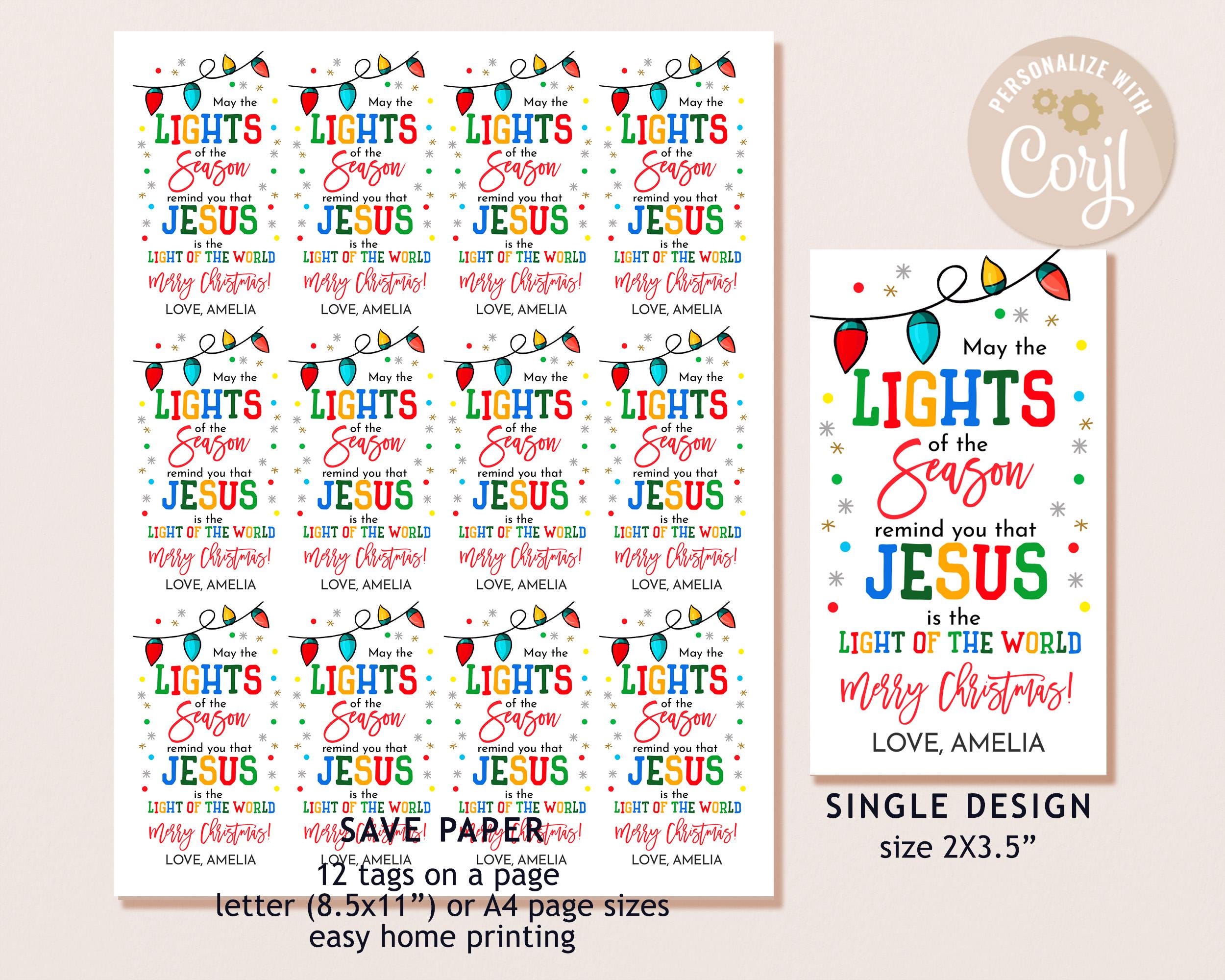 Jesus is the Light of the World Printable Tags, LDS Christian Gift Tag ...