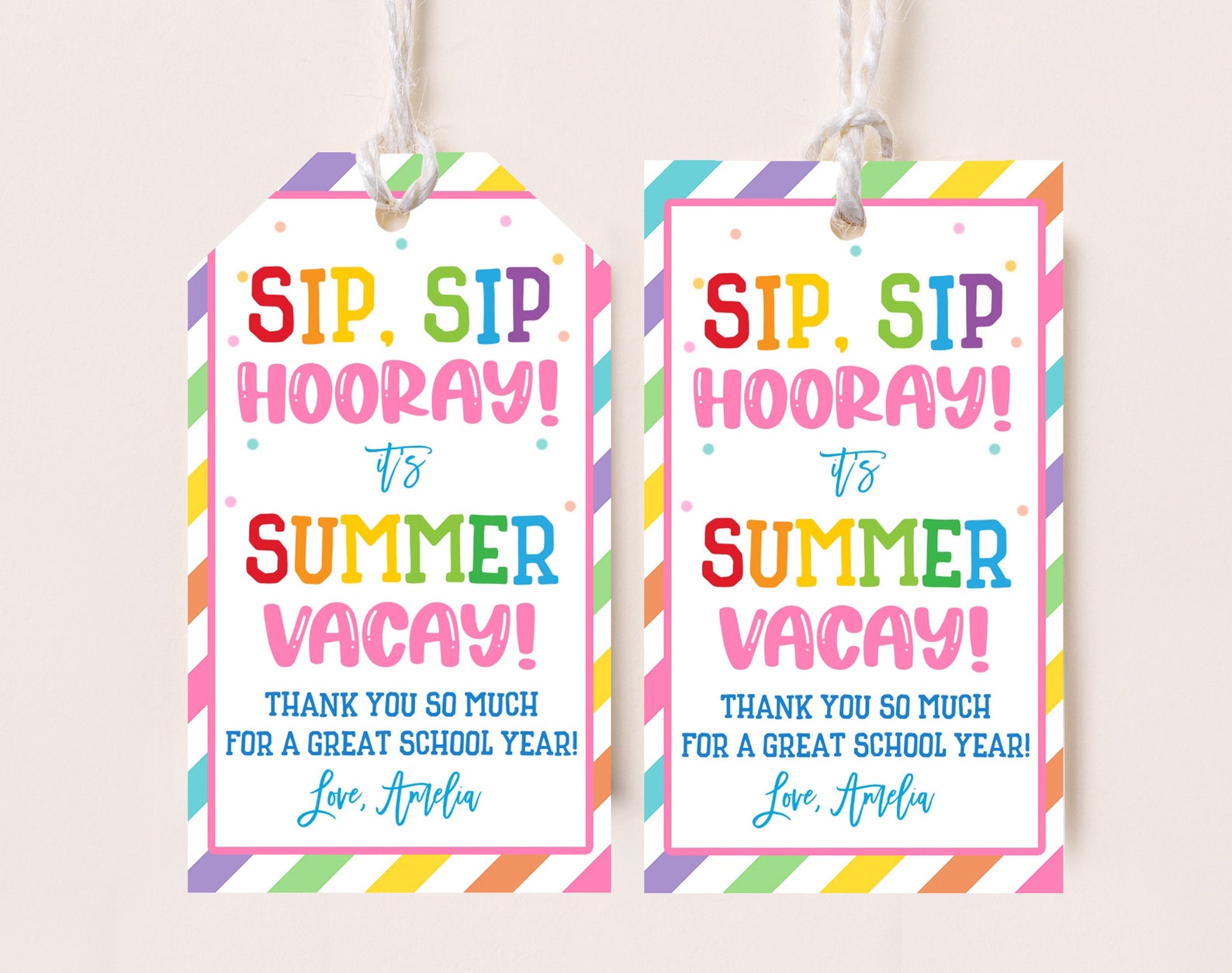 Sip Sip Hooray Its Summer Vacay Gift Tags Teacher Appreciation End of ...