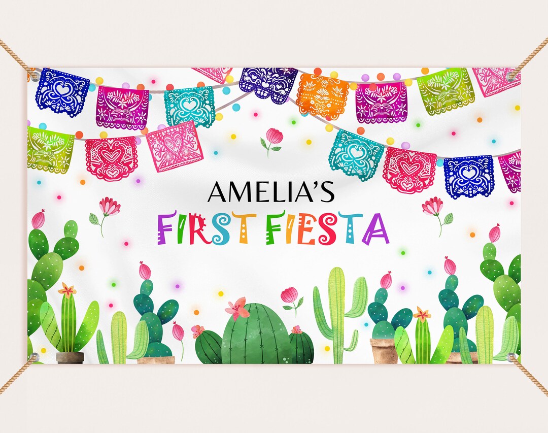 Fiesta Birthday Backdrop Banner Boy Girl First Fiesta Birthday Party ...