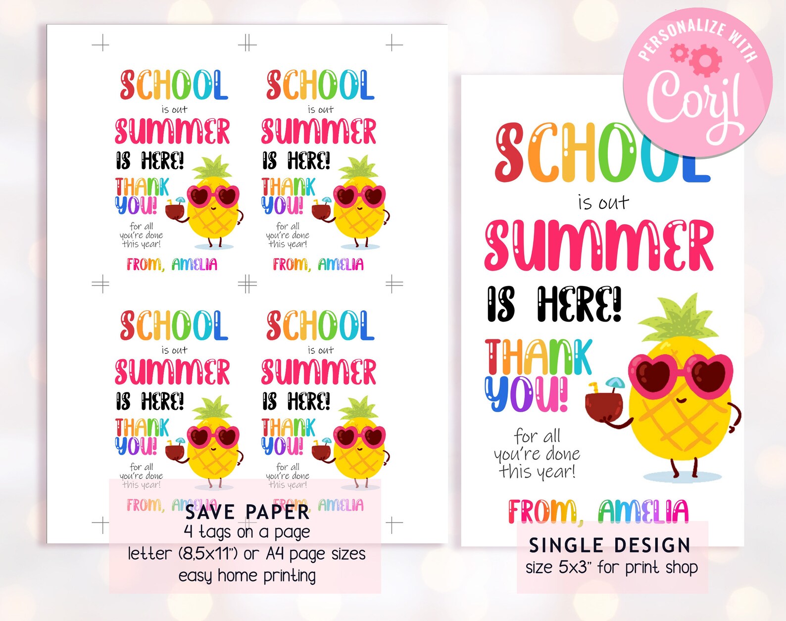 Schools Out Summer is Here Thank You Favor Tags End of School - Etsy