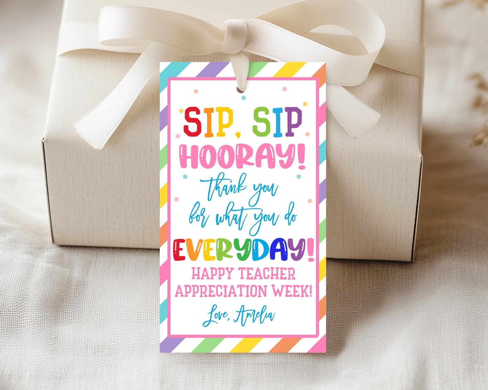 Sip Sip Hooray Teacher Appreciation Week Gift Tag School Classroom ...