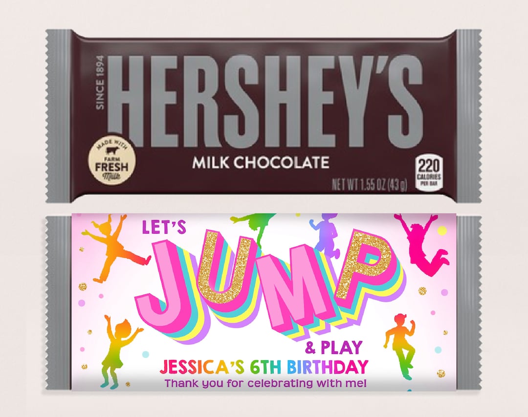 Jump Chocolate Wrapper Jumping Party Candy Bar Label Girl Trampoline ...