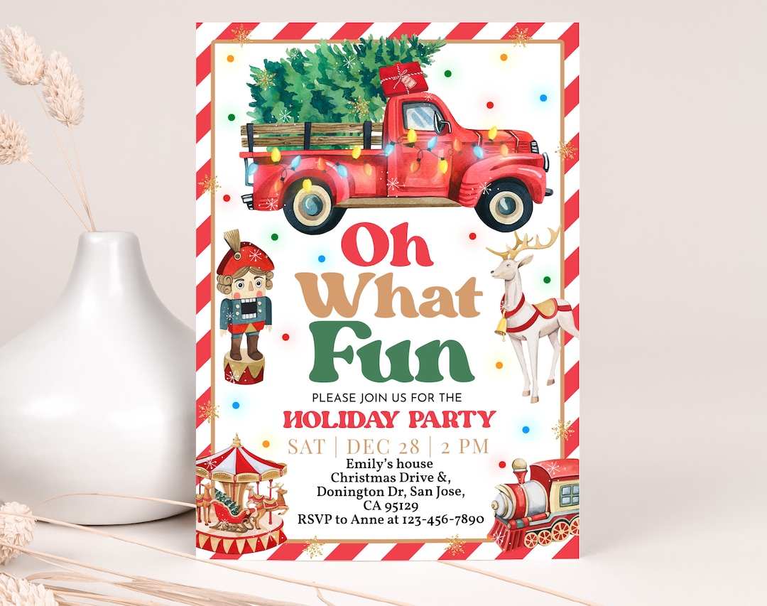 Oh What Fun Christmas Party Invitation Happy Winter Holiday - Etsy UK