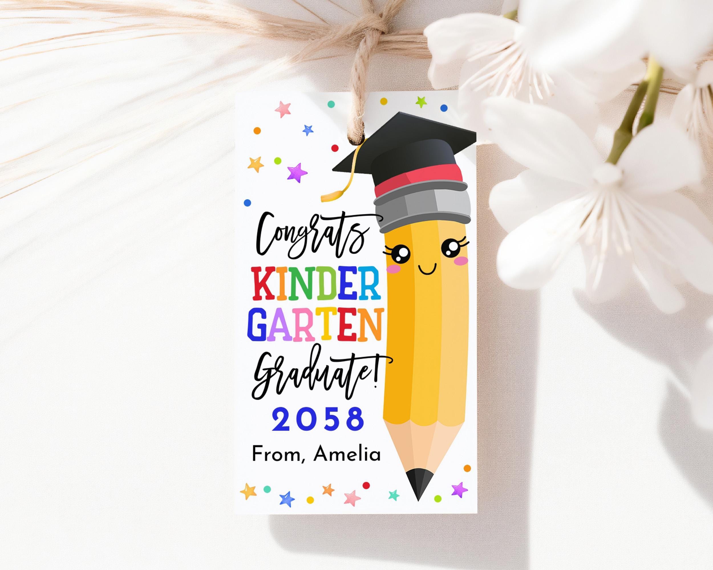 Kindergarten Graduation Gift Tag Congrats Kinder Graduate Favor Tag End ...