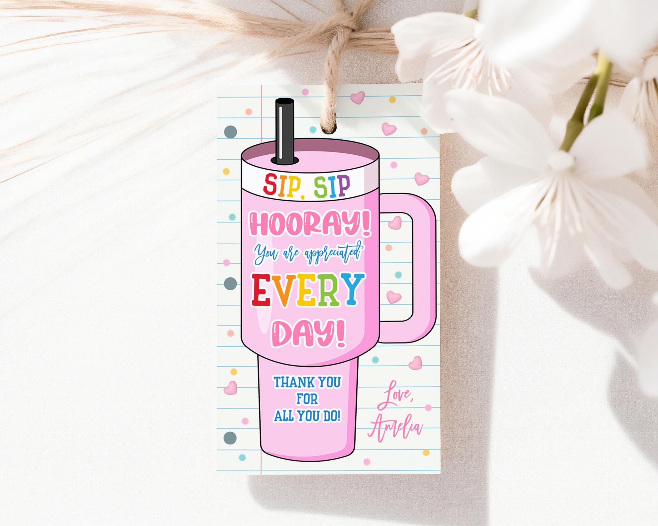 Sip Sip Hooray Tumbler Teacher Appreciation Week Gift Tag School ...