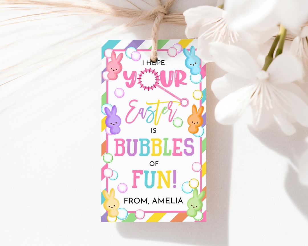Hope Your Easter is Bubbles of Fun Happy Easter Gift Tag Kids Preschool ...