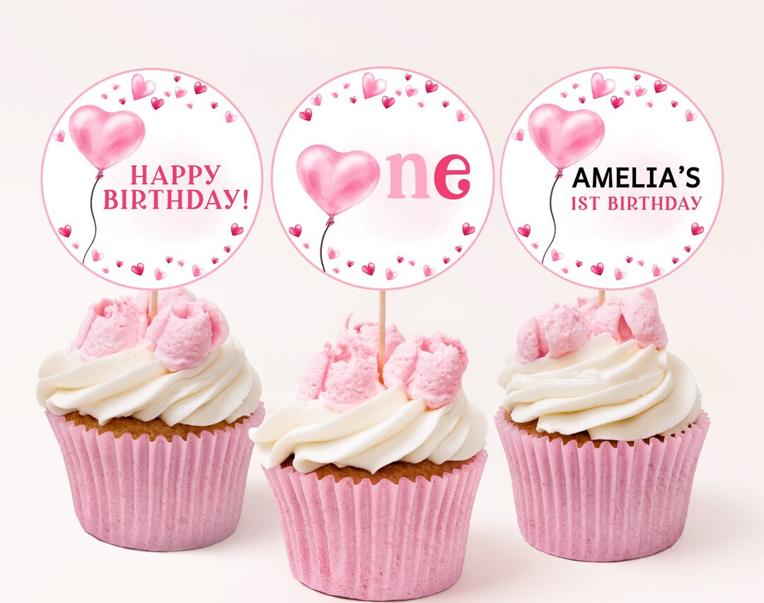 Valentines Day Cupcake Toppers Sweetheart Birthday Party Decor Girl 1st ...