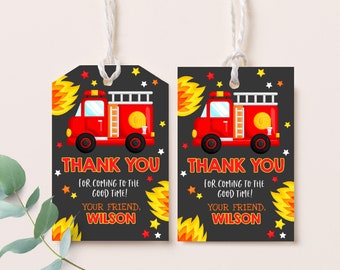 Firetruck Gift Tag - Etsy
