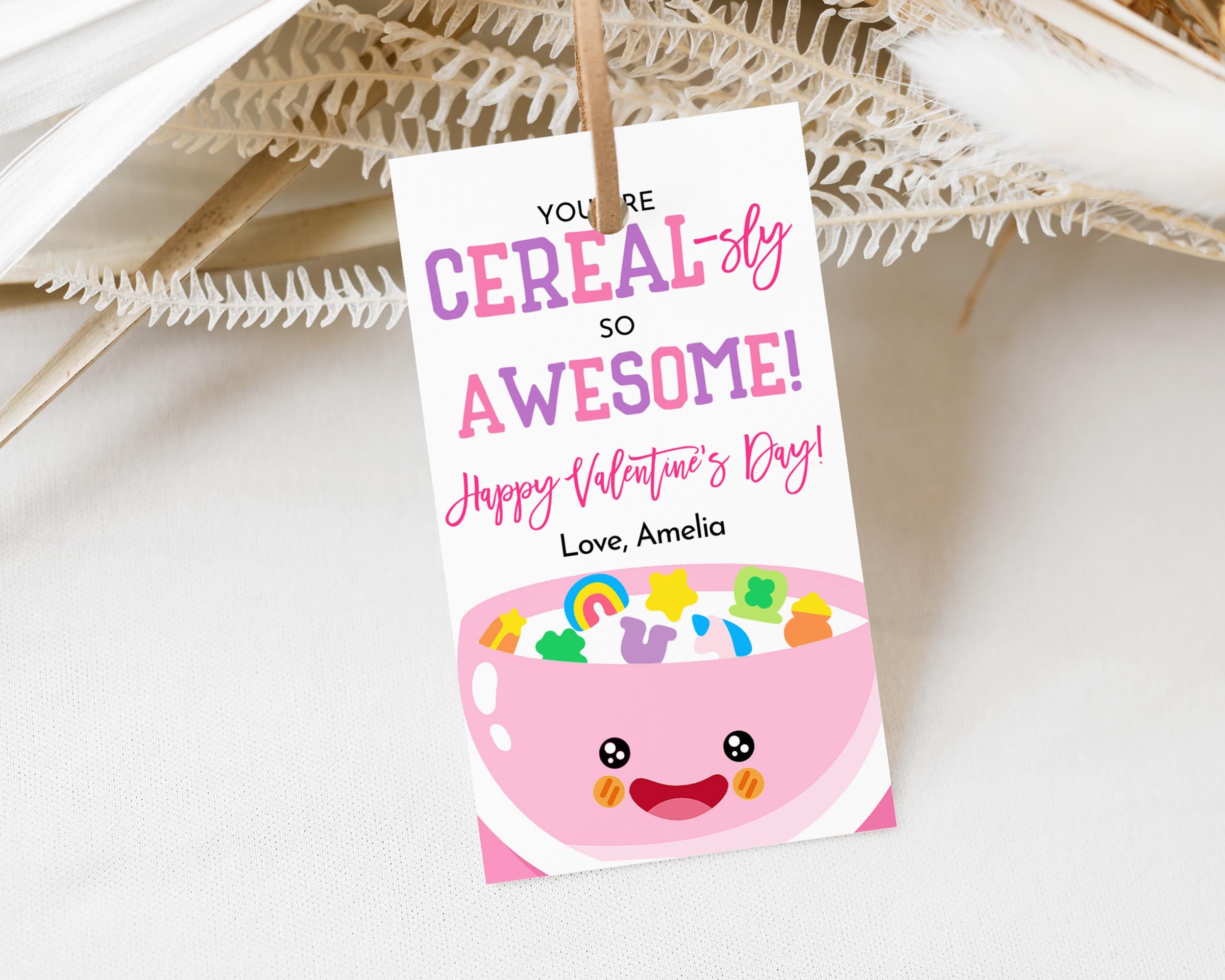Cereal Valentine's Day Gift Tag, You Are Cerealsly so Awesome, Kids ...