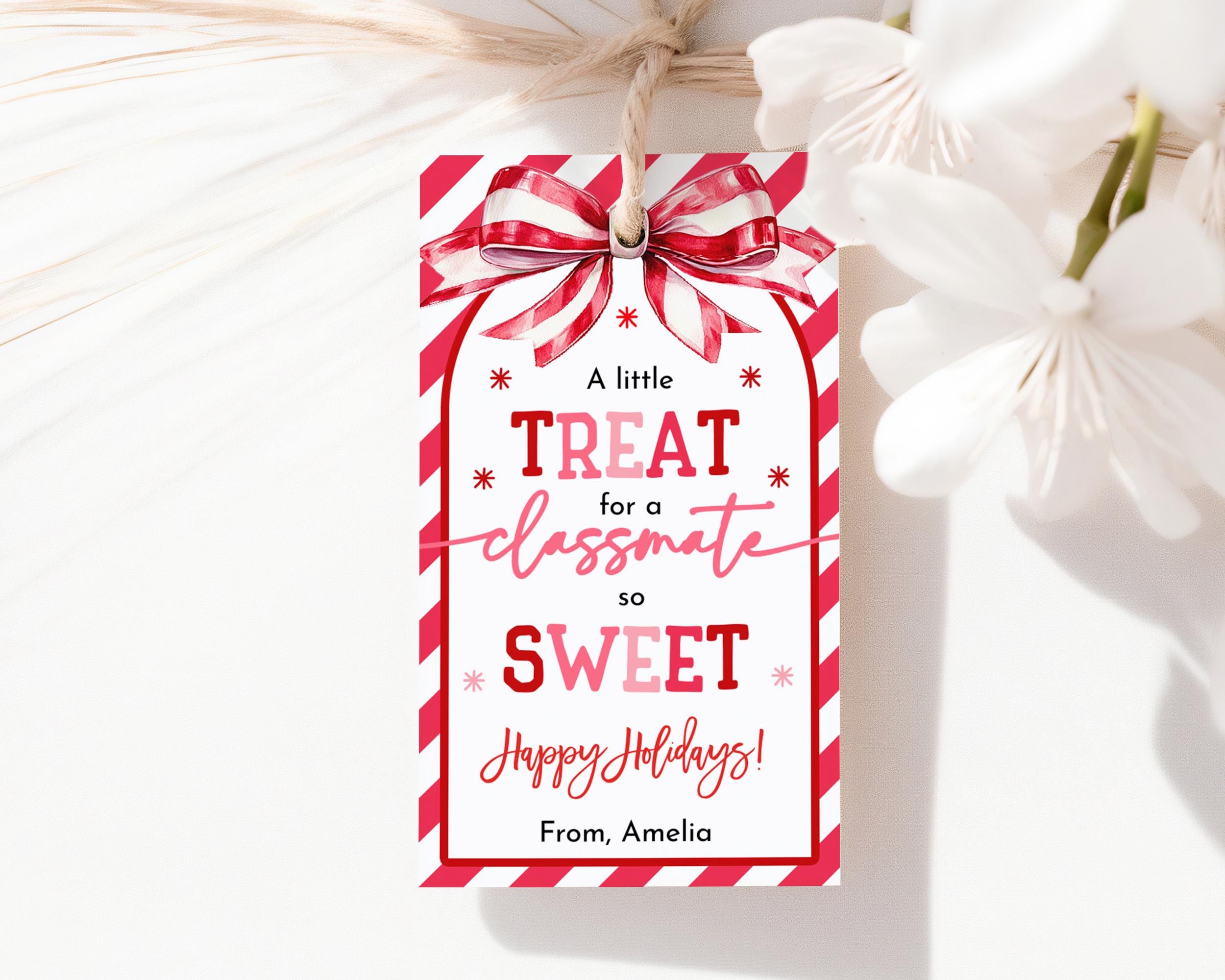 A Little Treat for a Classmate so Sweet Tag, Christmas Gift Tags, Red ...